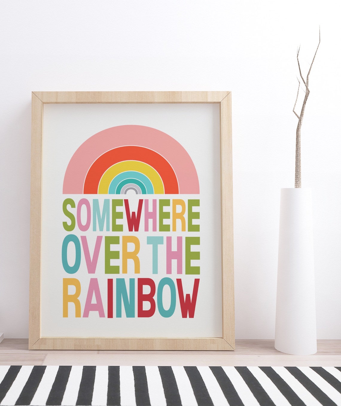 Kids Rainbow Print Kawaii Rainbow Nursery Wall Art Somewhere | Etsy UK