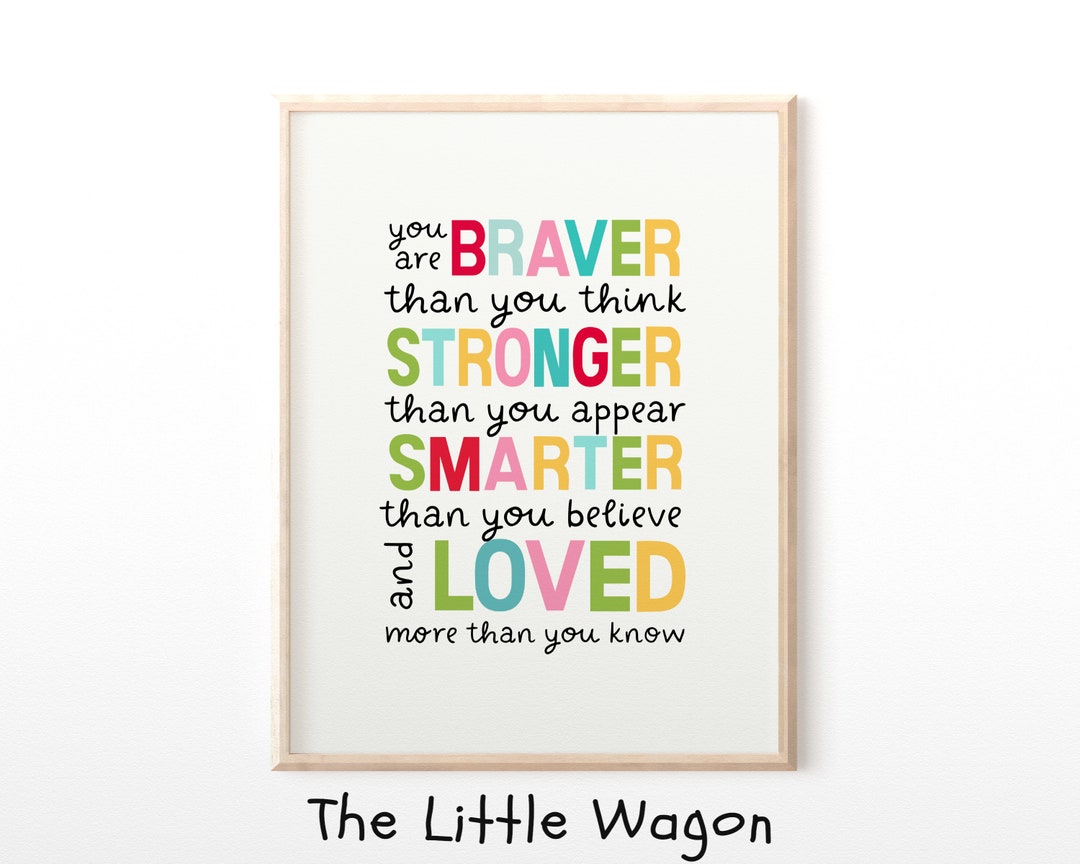 Rainbow, You Are Brave, You Are Kind, You Are Loved, Affirmations Print ...