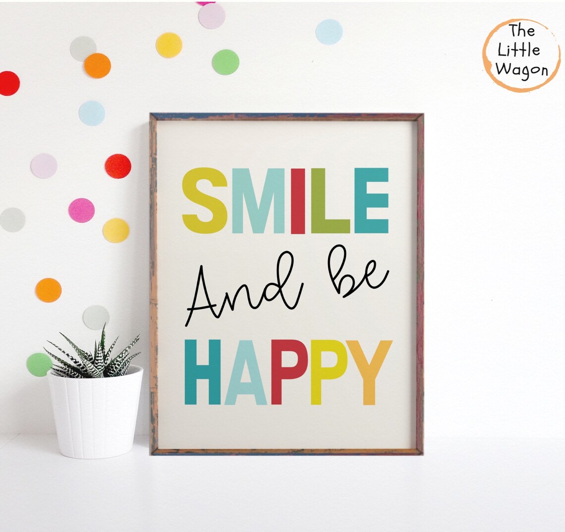 Smile and Be Happy Print Kids Poster Kids Wall Art - Etsy UK