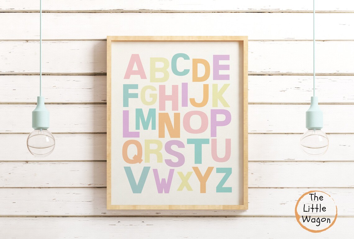 Pastel Rainbow Alphabet Wall Art ABC Set of Two Nursery | Etsy