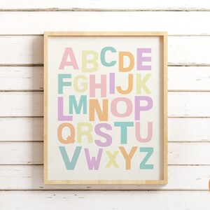 Pastel Rainbow Alphabet Wall Art, ABC Set of Two Nursery Prints Set of ...