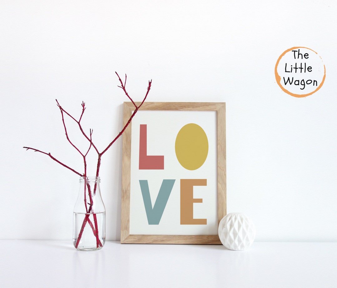 Colourful Love Print for Nursery, Love Design Quote Poster Print, Boys ...