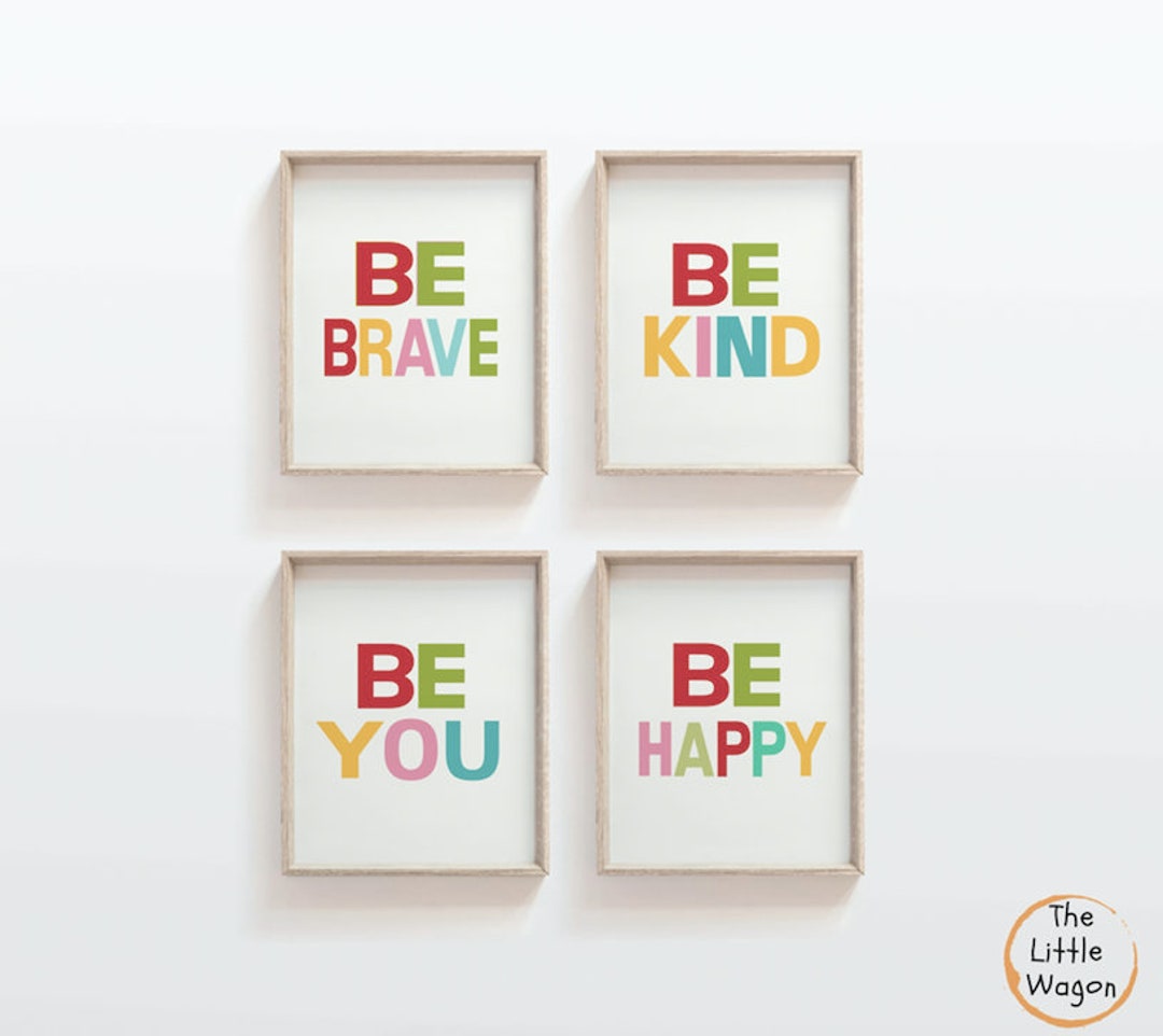 Kids Wall Art Set of 4 Prints Be Brave Be Kind Print Be - Etsy UK