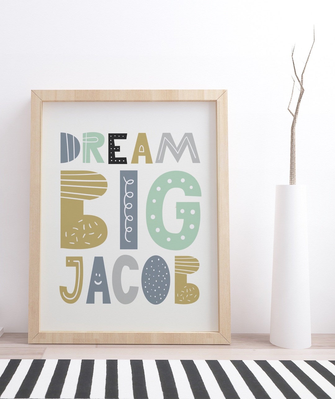 Personalised Nursery Print Boys Name Print Dream Big Little - Etsy