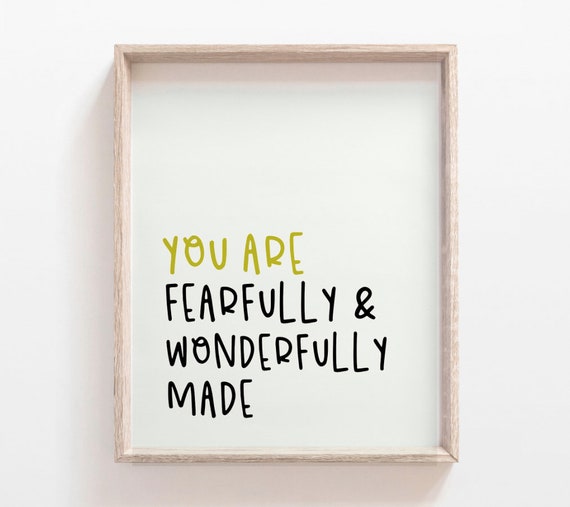 You are fearfully and wonderfully made print wall art | Etsy