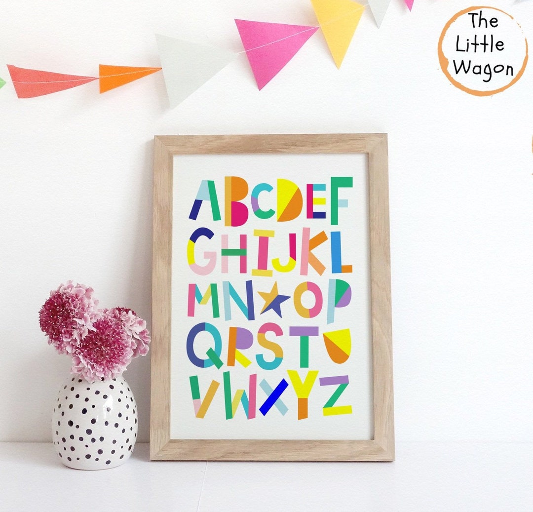 Kids ABC Alphabet Wall Art, Nursery, Print, Alphabet Decor, Rainbow ...