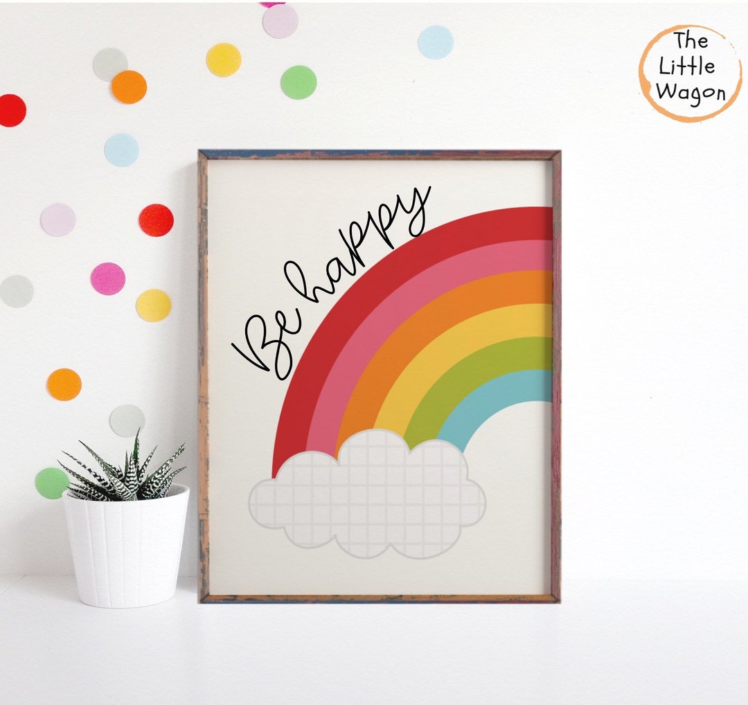 Be Happy Nursery Art, Rainbow Nursery Print, Rainbow Children's Print ...