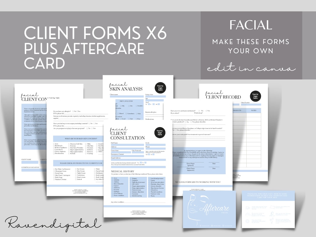 Facial Esthetician Consultation Forms Editable Client Forms and ...