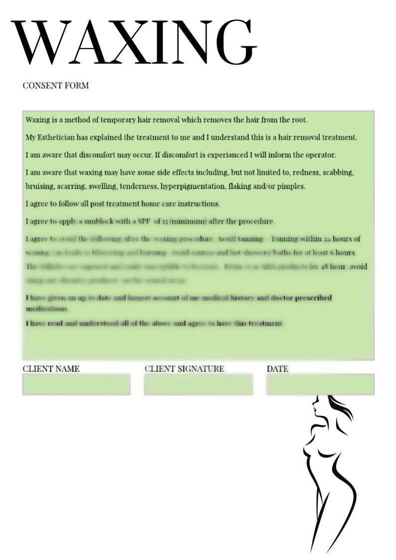 Esthetician Waxing Forms Bundle: Consent, Consultation, Aftercare ...