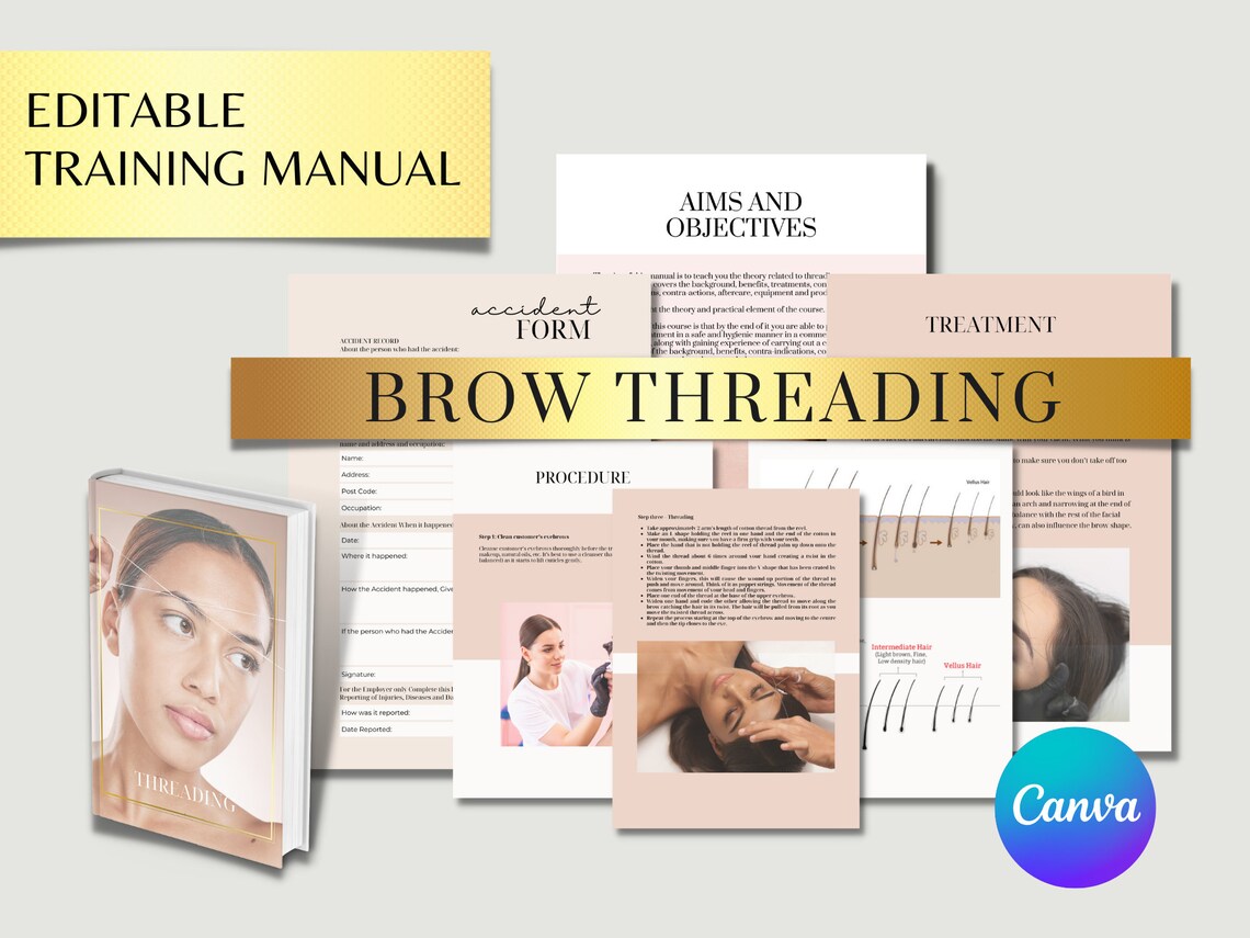 Eyebrow Threading Training Course: Editable Beauty Training Manual ...