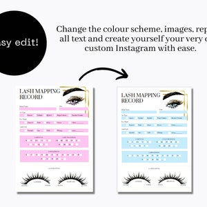 Eyelash Extension Client Record Form: Lash Mapping, Editable in Canva ...