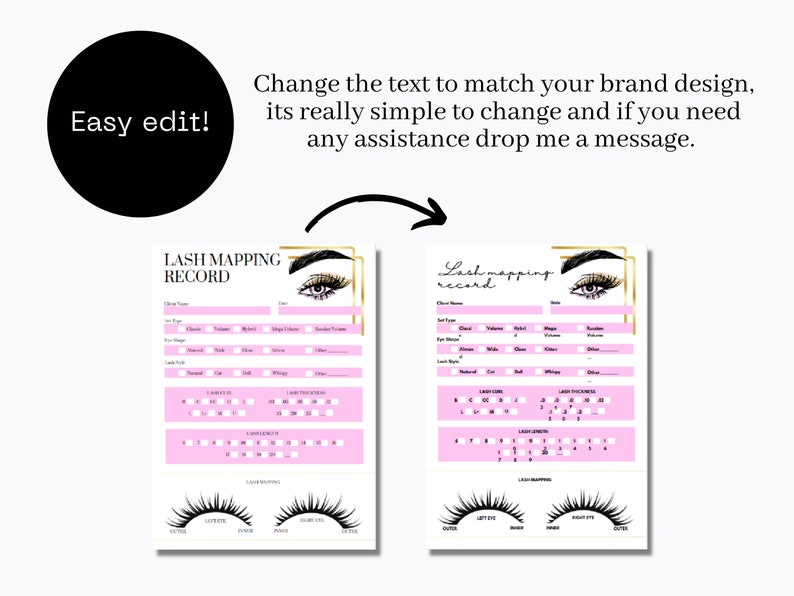 Lash Consultation Form: Lash Mapping, Extensions (canva PDF) - Etsy