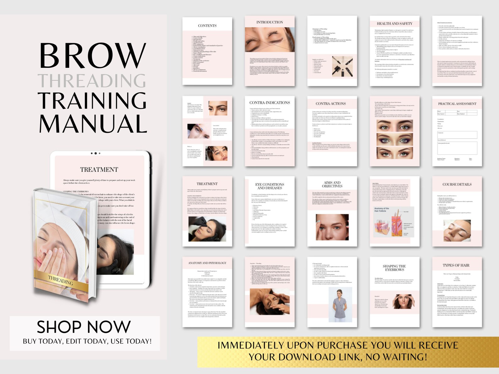 Eyebrow Threading Training Course Eyebrow Wax and Tint Manual Editable Training Manual Tutorial ...
