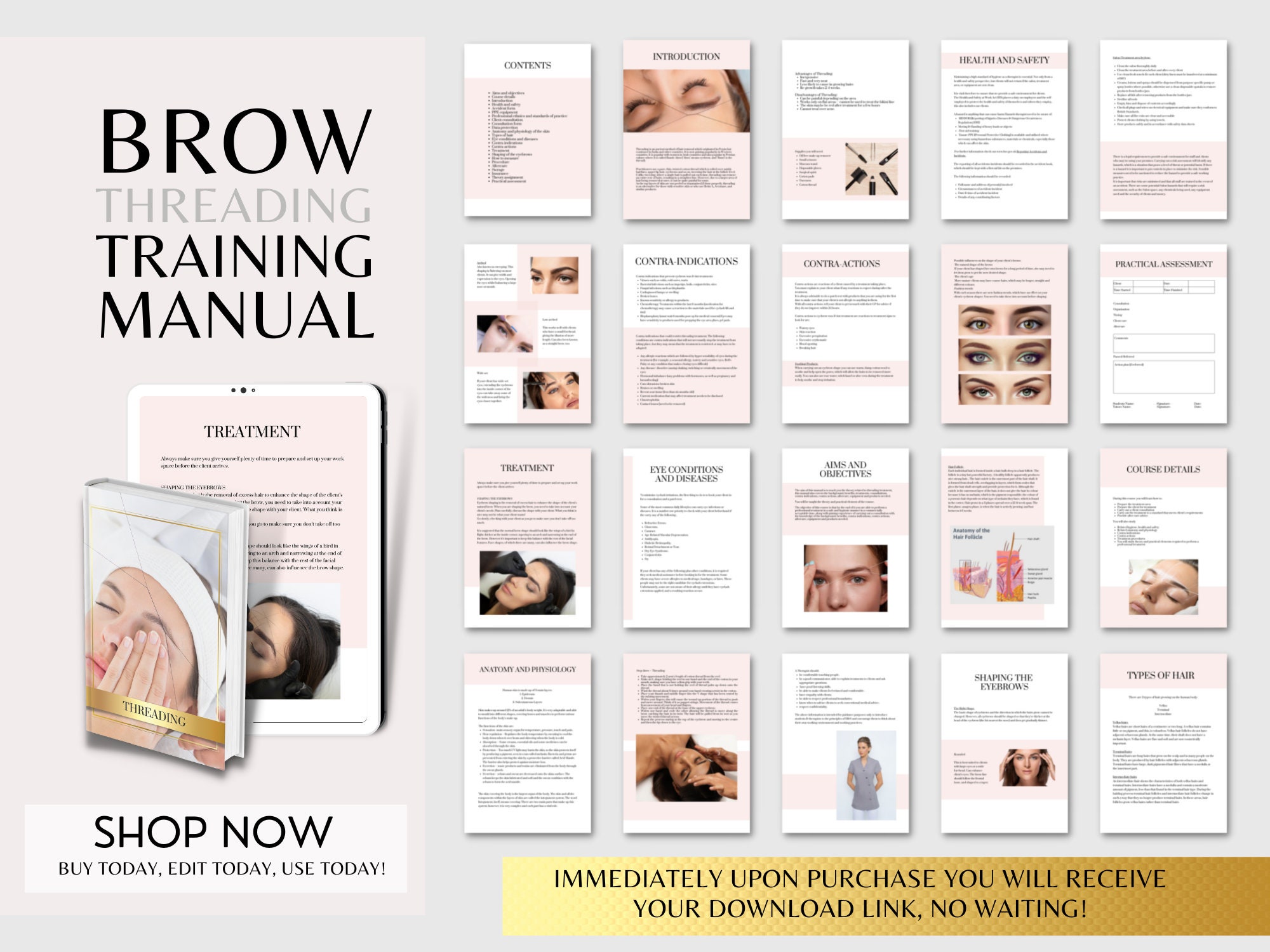 Eyebrow Threading Training Course Eyebrow Wax and Tint Manual Editable Training Manual Tutorial ...