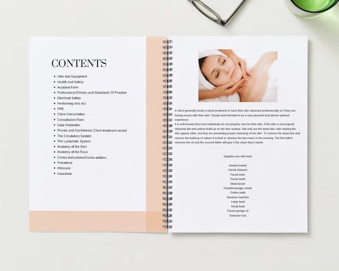 Facial Training Manual Bundle, Fully Editable in Canva. Print Ready ...