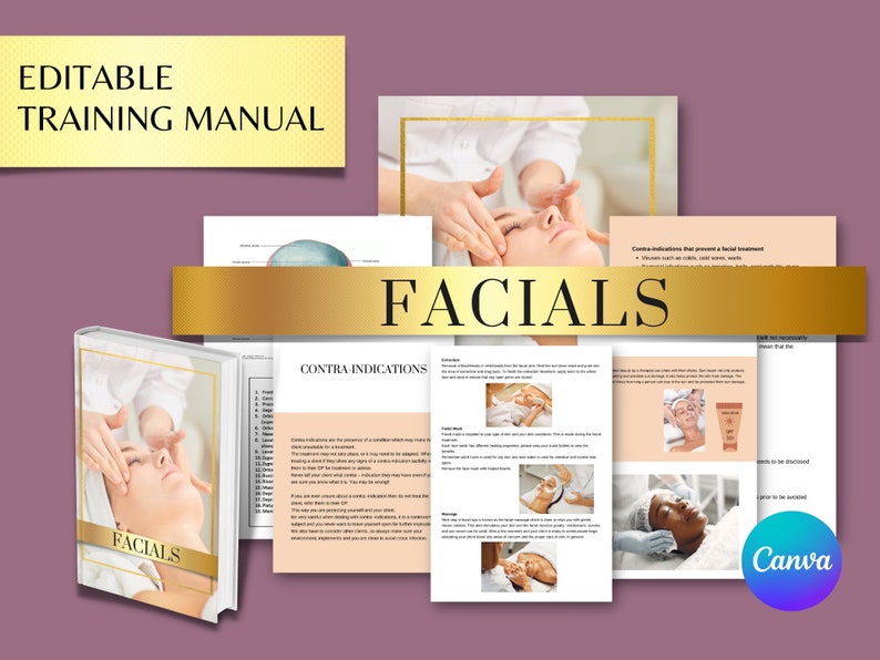 Facial Training Manual Bundle, Fully Editable in Canva. Print Ready ...