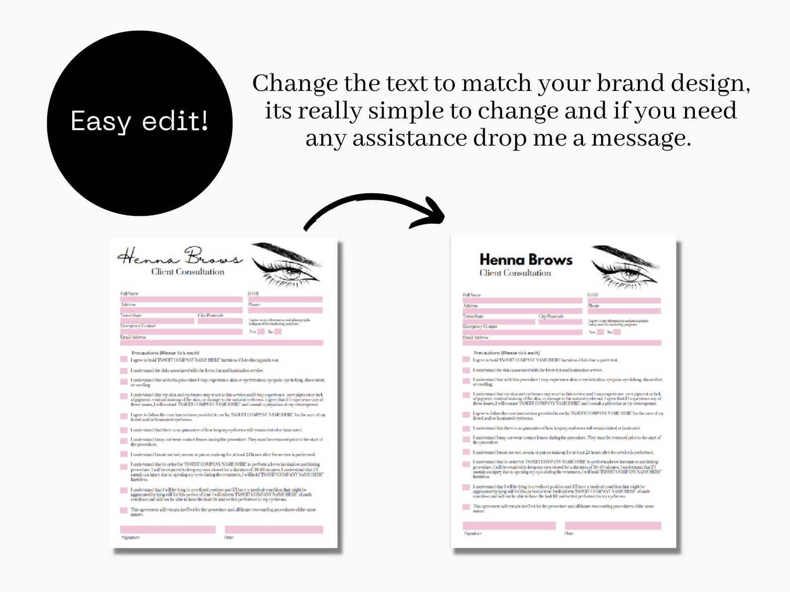 Waxing Consultation Forms Client Record Waxining Consent Waver - Etsy