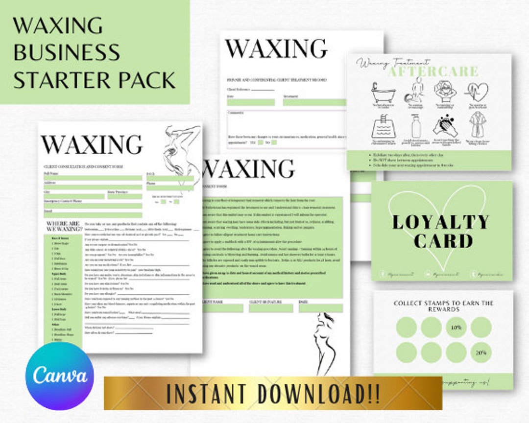 Esthetician Waxing Forms Bundle: Consent, Consultation, Aftercare ...