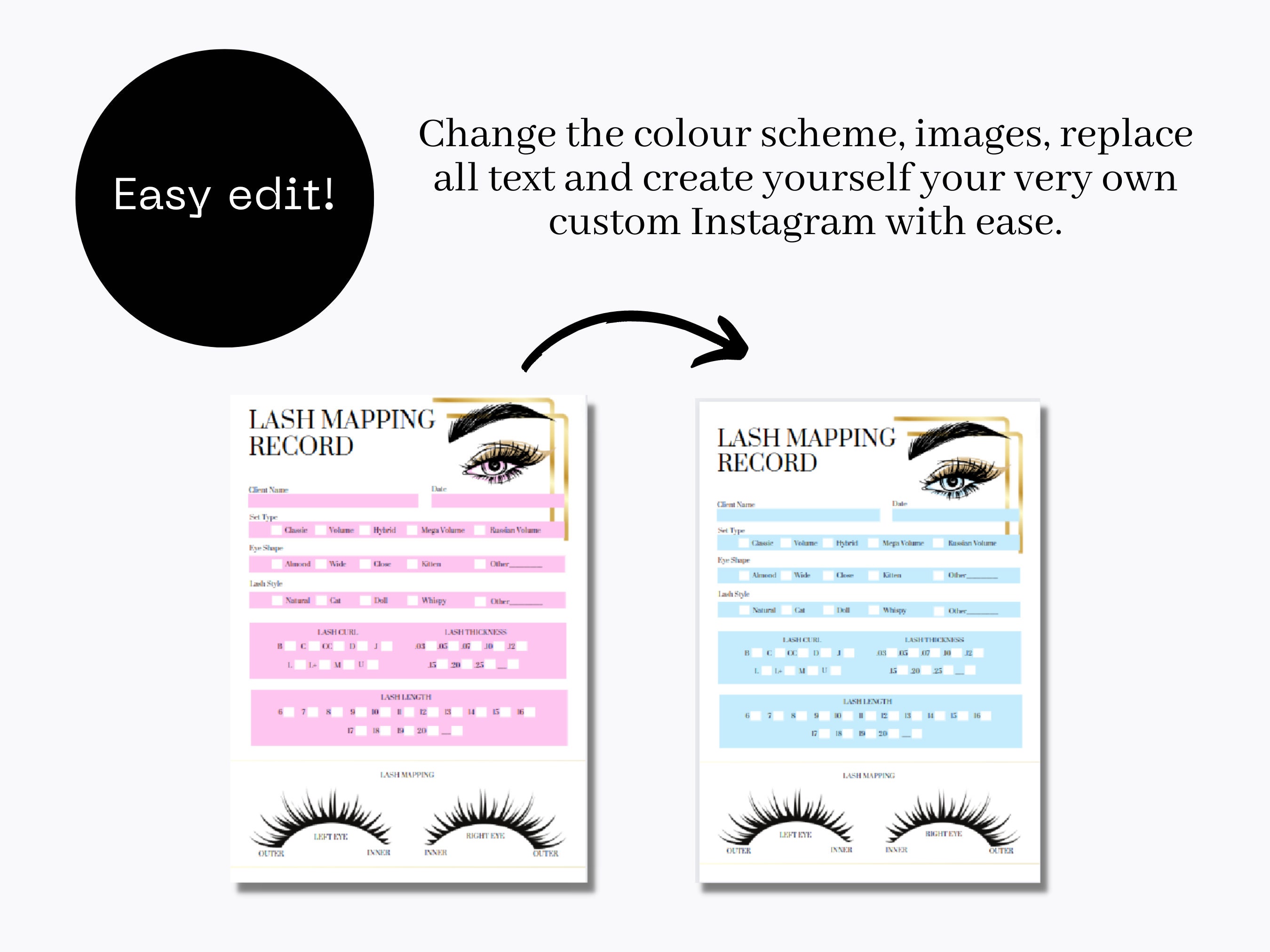 Eyelash Mapping Form PDF Download, Canva Forms , Eyelash Extensions ...