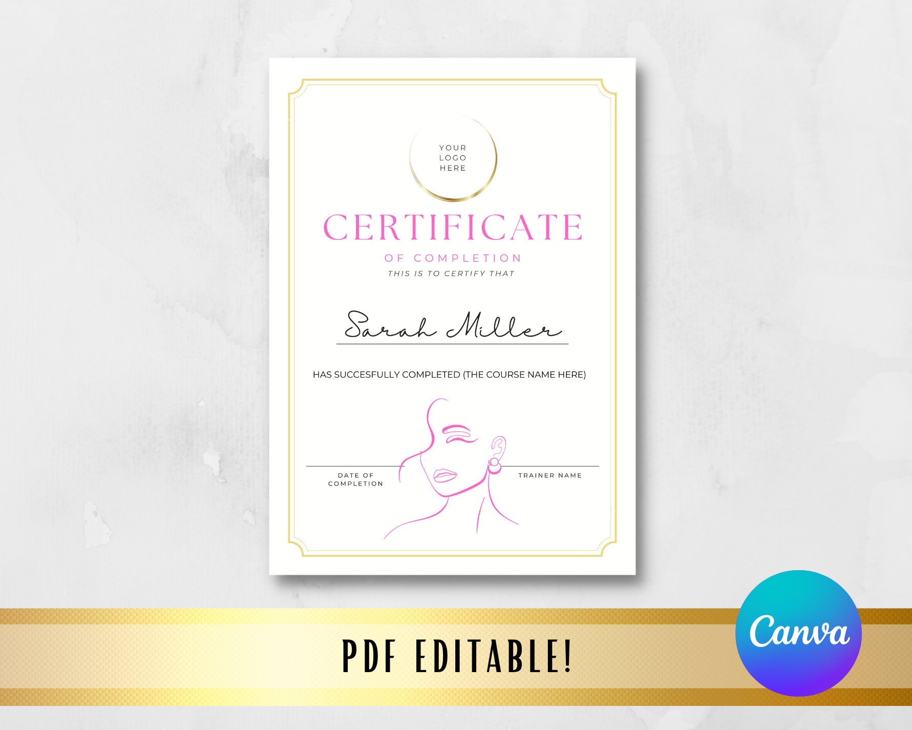 Beauty Training Certificate Template Editable Certificate for ...