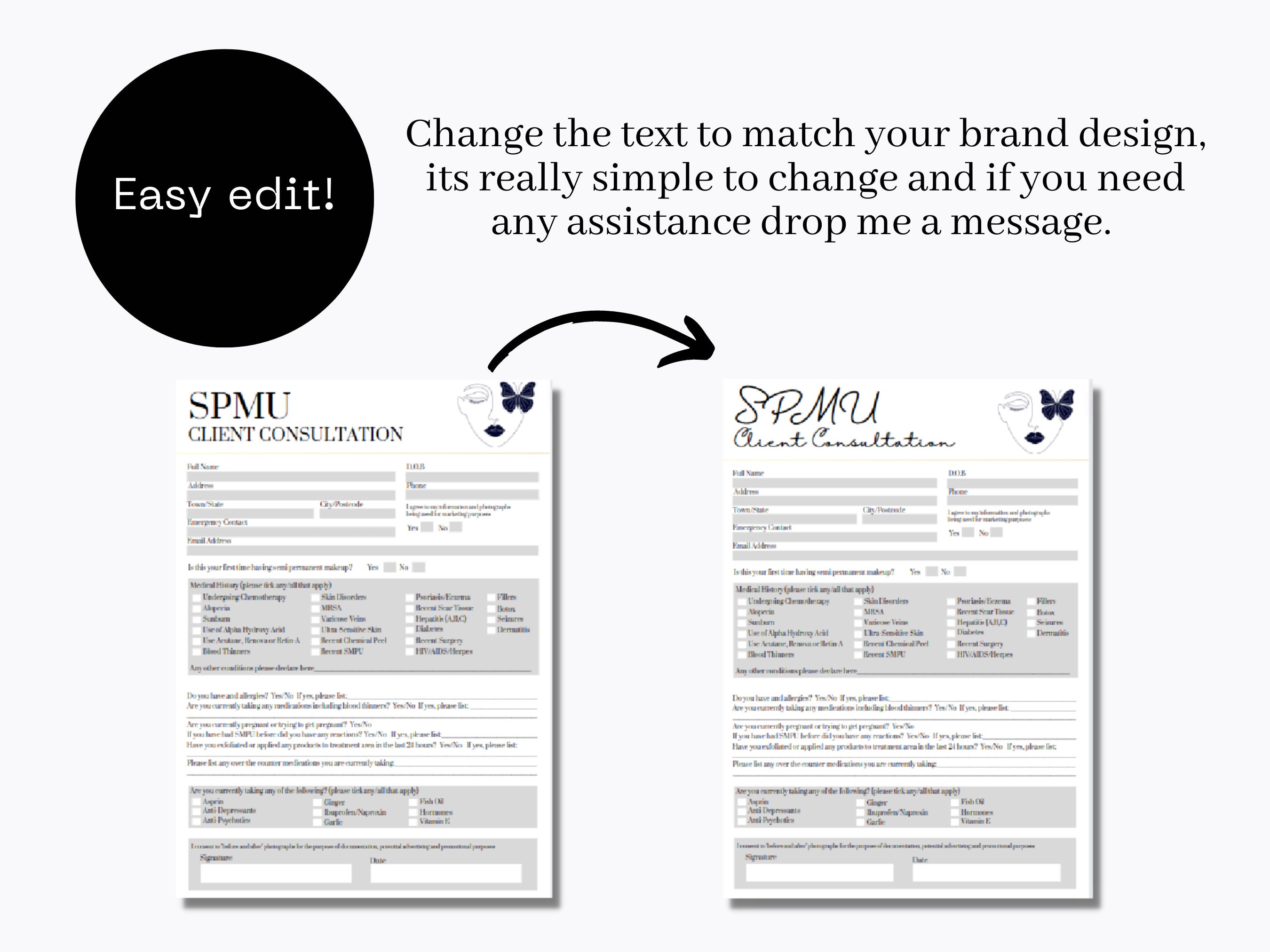 Lip Blush Client Consent Form: PMU Beauty Waiver (printable PDF) - Etsy