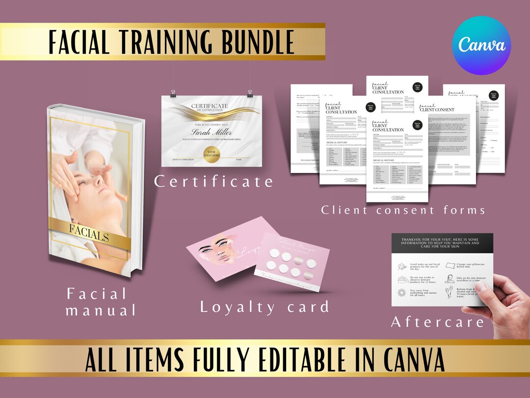 Facial Training Manual Bundle for Beauty Academy Training Esthetician ...