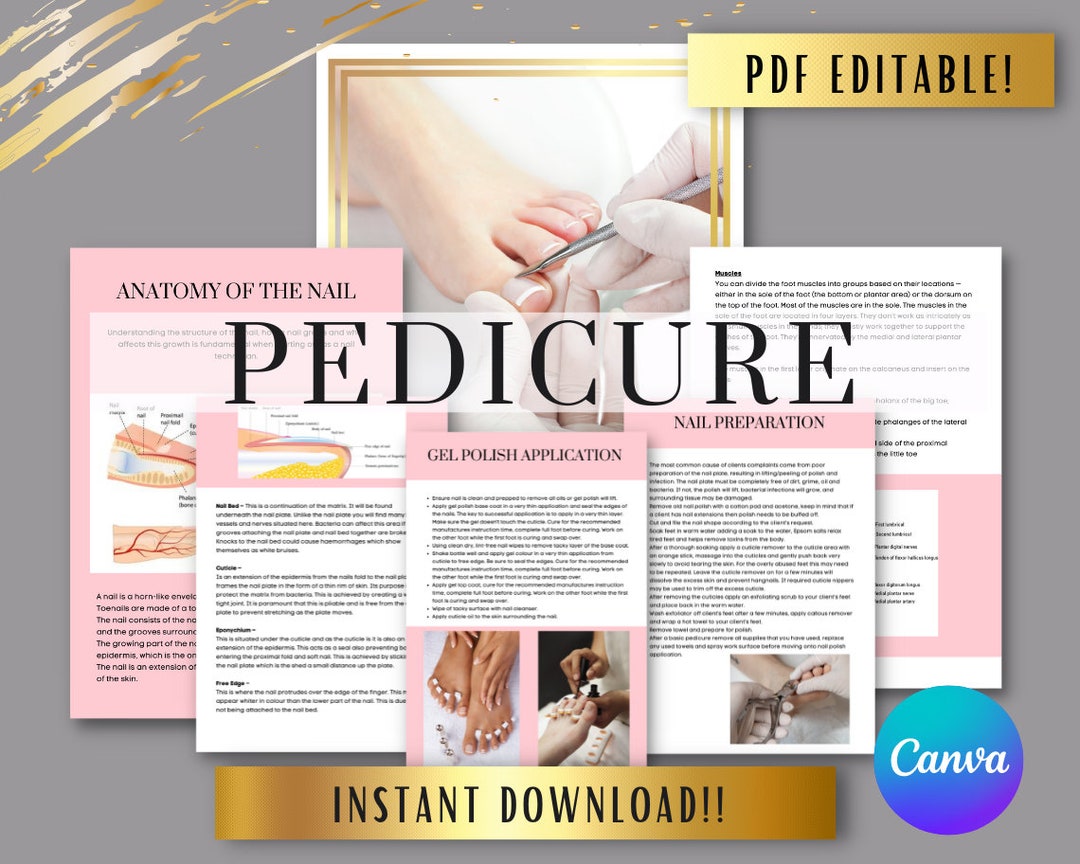 Pedicure Training Manual: Beauty Academy Editable Guide (canva PDF) - Etsy