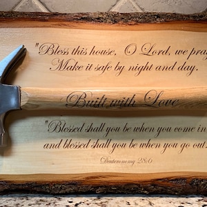 Bless This House Plaque W/hammer-beautifully Laser Engraved Natural ...