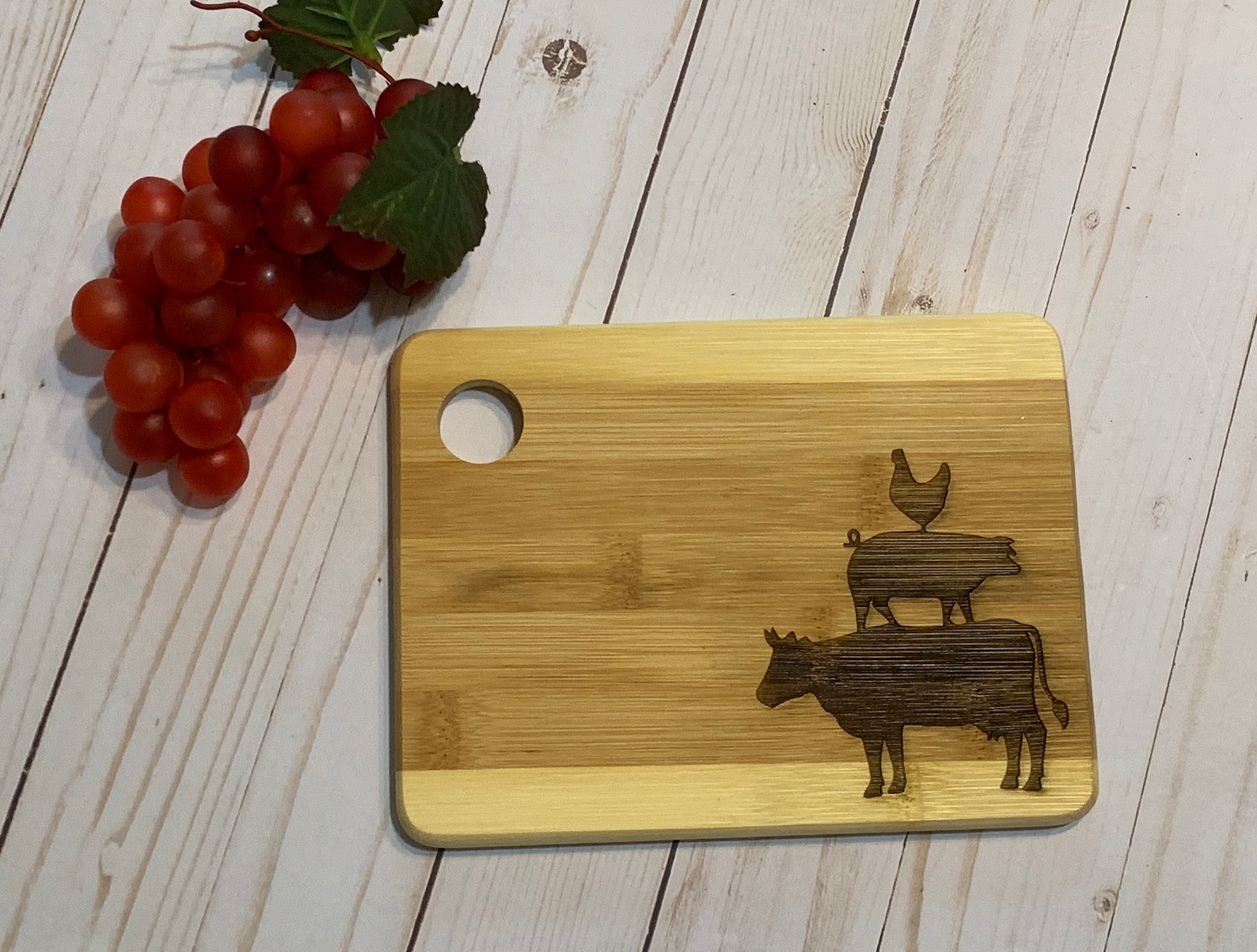 Cow Pig Chicken Hen Cutting Board or Charcuterie Board Rustic - Etsy