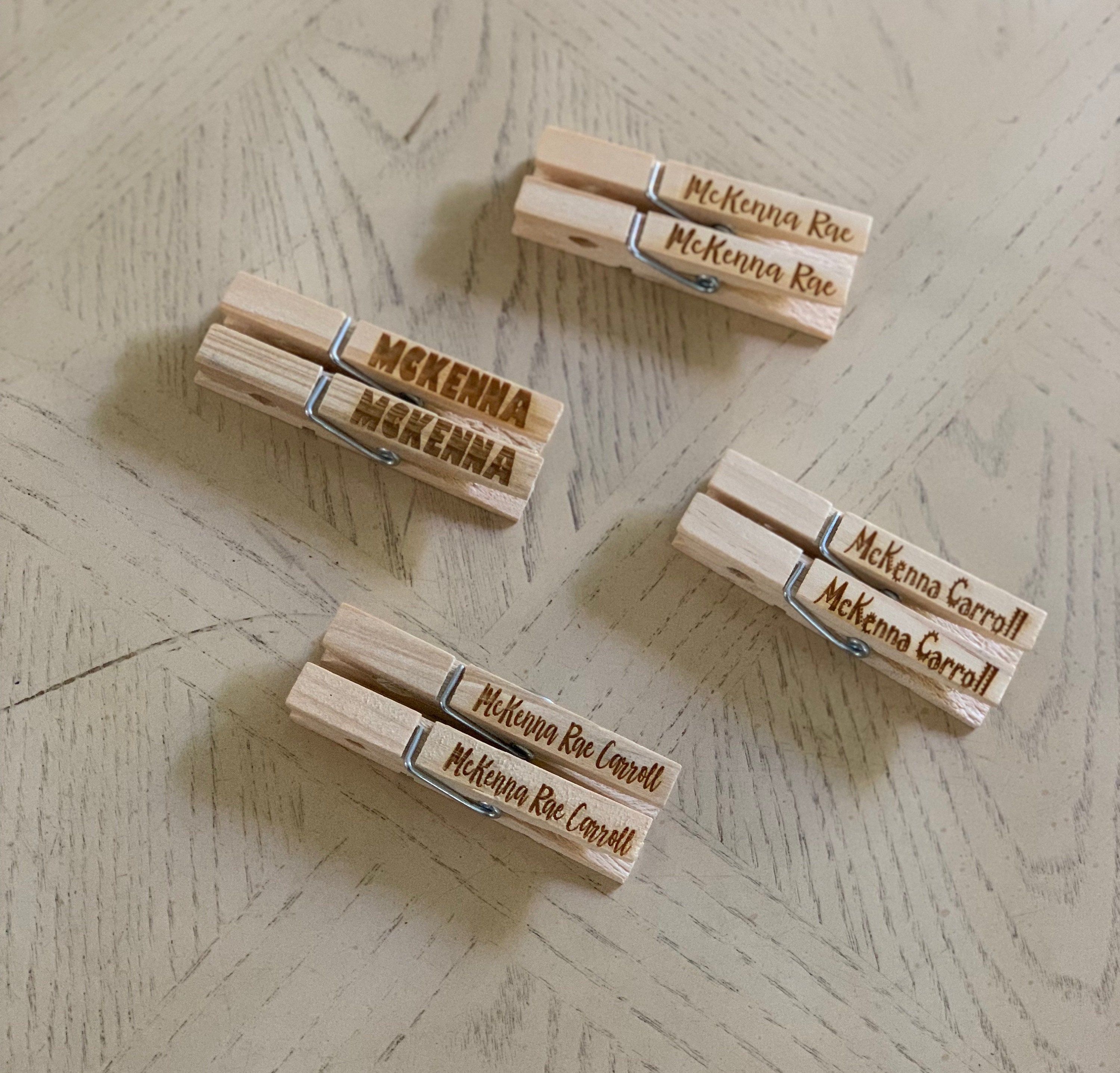 8 Custom Engraved Wooden Clothespin Baby Shower Favors | Etsy