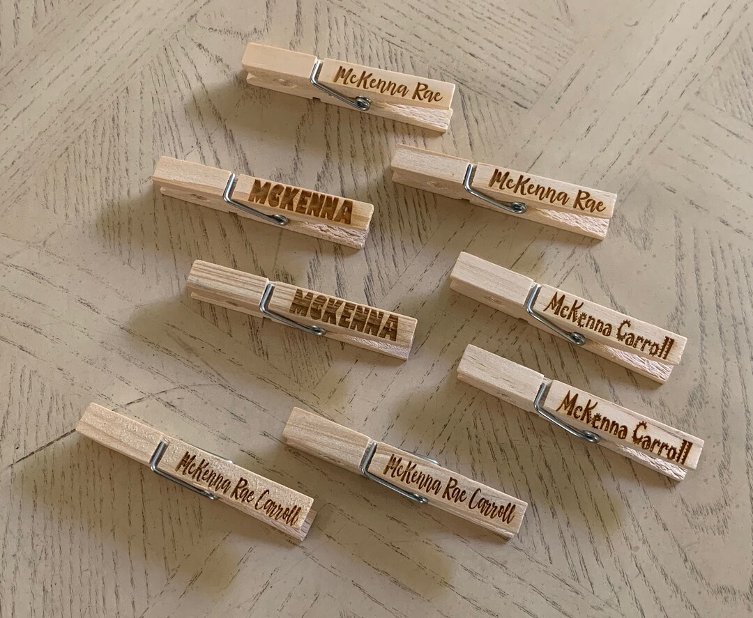 8 Custom Engraved Wooden Clothespin; Baby Shower Favors, Mother to Be ...