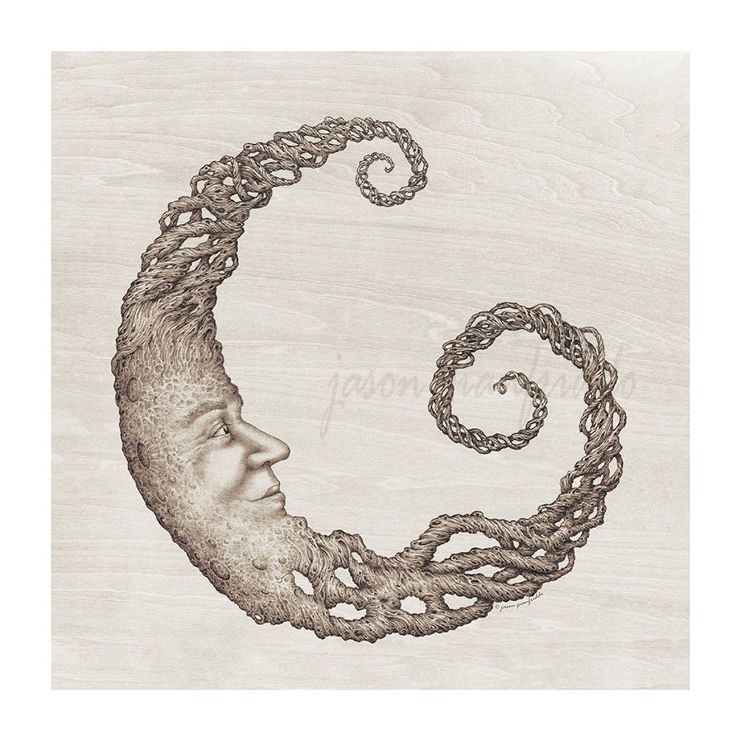 Man in the Moon Wall Art Print | Moon Art | Pyrography Art | Moon and ...