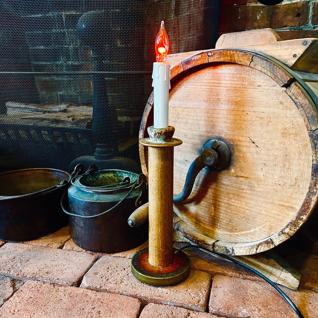 Vintage Spool Flameless Candle Primitive Decor Bobbin Candle Primitive ...