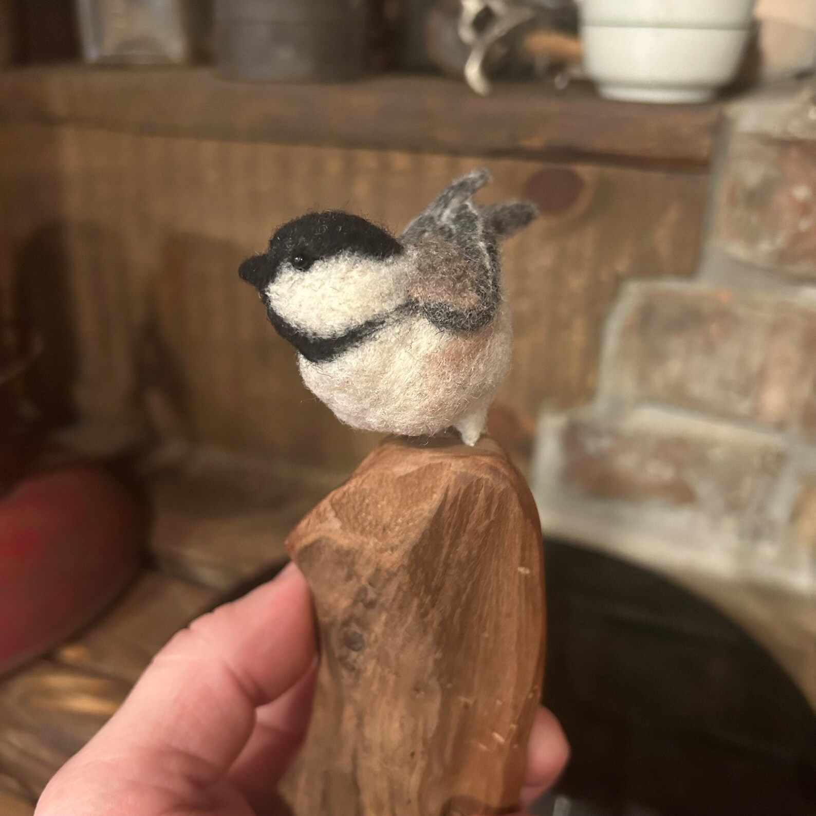 Felted Chickadee Handmade Needle Felted Black Capped Chickadee Felted ...