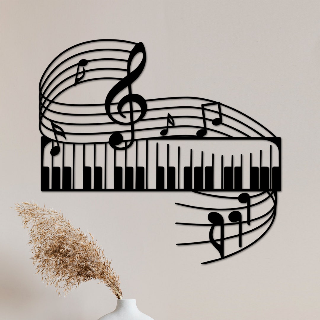 Music Notes Wall Art, Wooden Music Symbol, Sheet Music, Piano Ornament ...