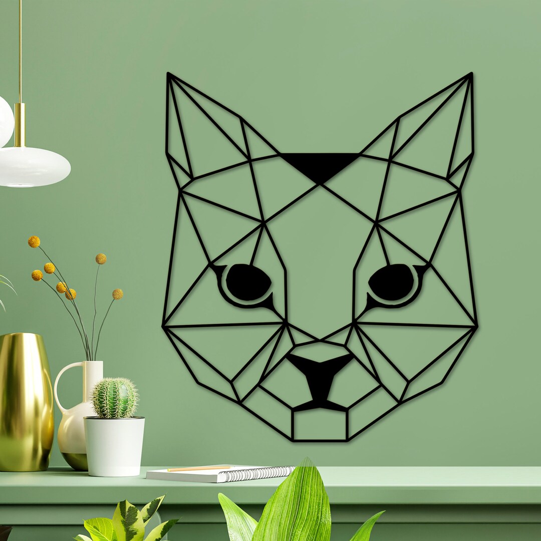 Cat Wall Art, Wood Wall Art, Cat Art, Geometric Cat Wall Decor, Wood ...