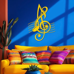 Music Wood Wall Decor, Sheet Music Art, Music Notes Sign, Treble Clef ...