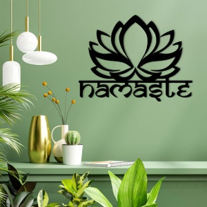 Gold Lotus Flower Wall Art, Namaste Wooden Sign, Mandala Wall Decor ...