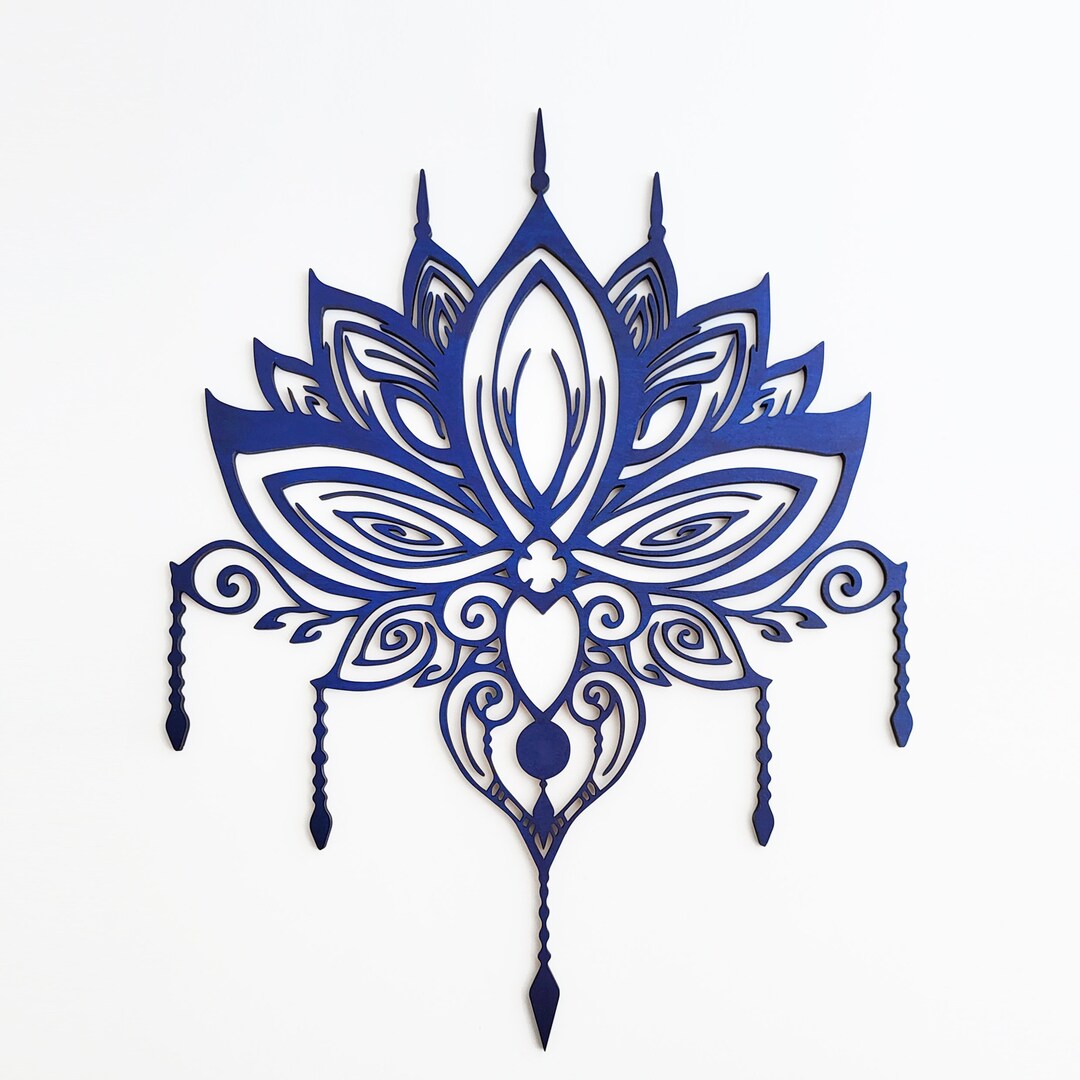 Blue Lotus Flower, Mandala Wall Art, Wooden Wall Art, Lotus Flower Wall ...