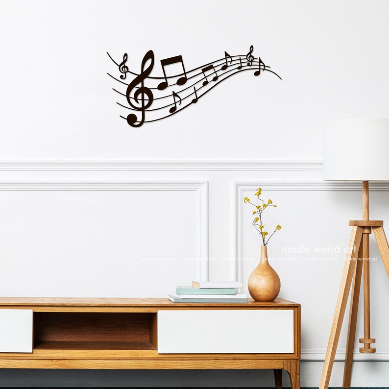 Music Notes Wall Art Wood Wall Decor Music Decor Living | Etsy