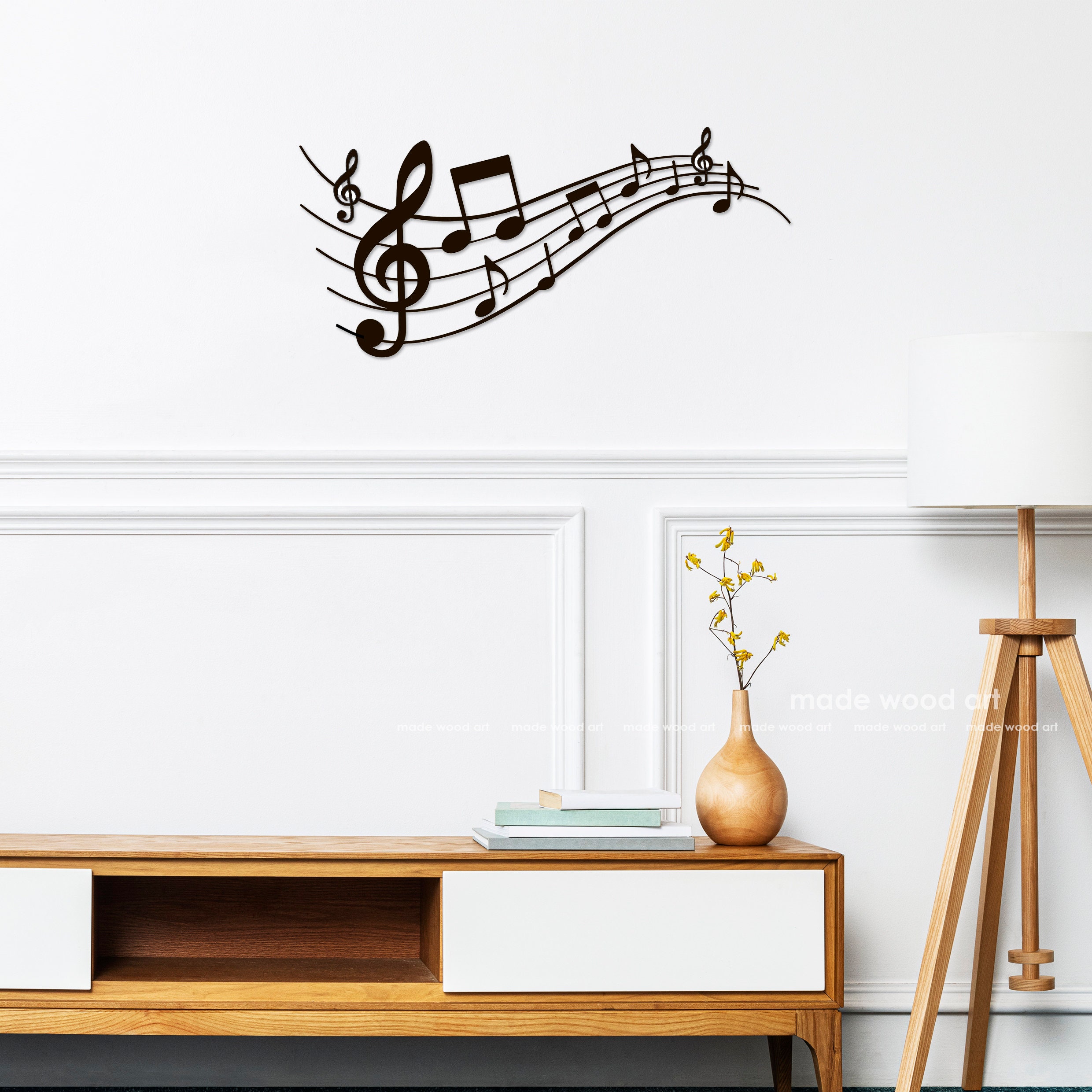 Music Notes Wall Art Wood Wall Decor Music Decor Living | Etsy