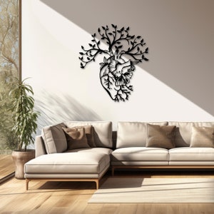 Anatomical Heart Tree Wall Art, Medical Office Decor, Wood Wall Hanging ...