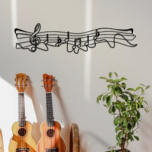 Music Notes One Line Art, Music Symbol Wood Decor, Sheet Music, Room ...