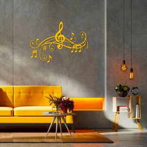 Music Notes Wall Art, Wood Music Symbol, Sheet Music, Aesthetic Room ...