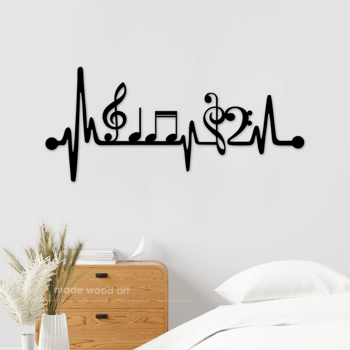 Wooden music notes decoration Sheet music art Music clef Music | Etsy