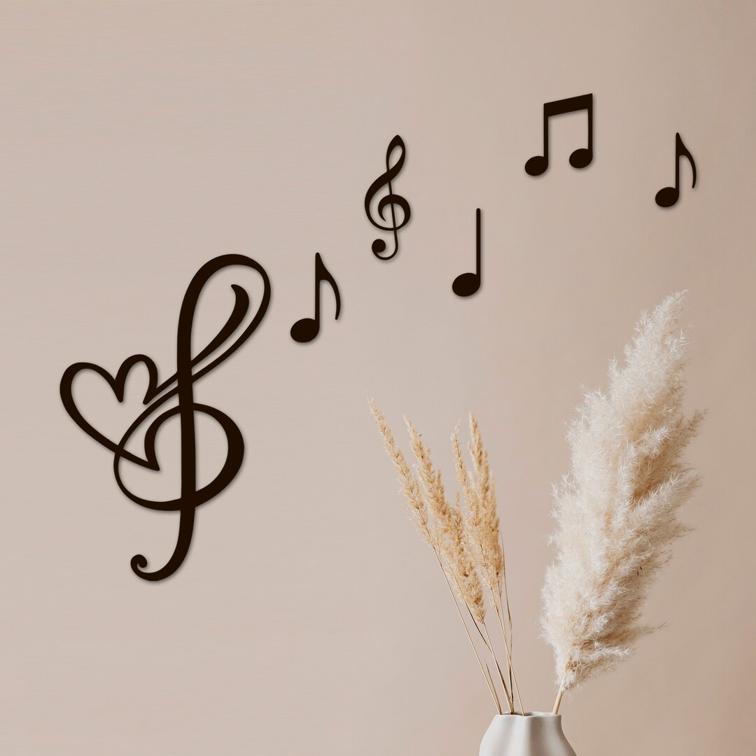 Music Notes Wall Art, Wood Wall Decor, Music Decor, Living Room ...