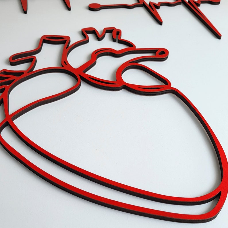 Wood Heart Wall Art, Cardiologist Gift, Human Anatomy Heart Artwork ...