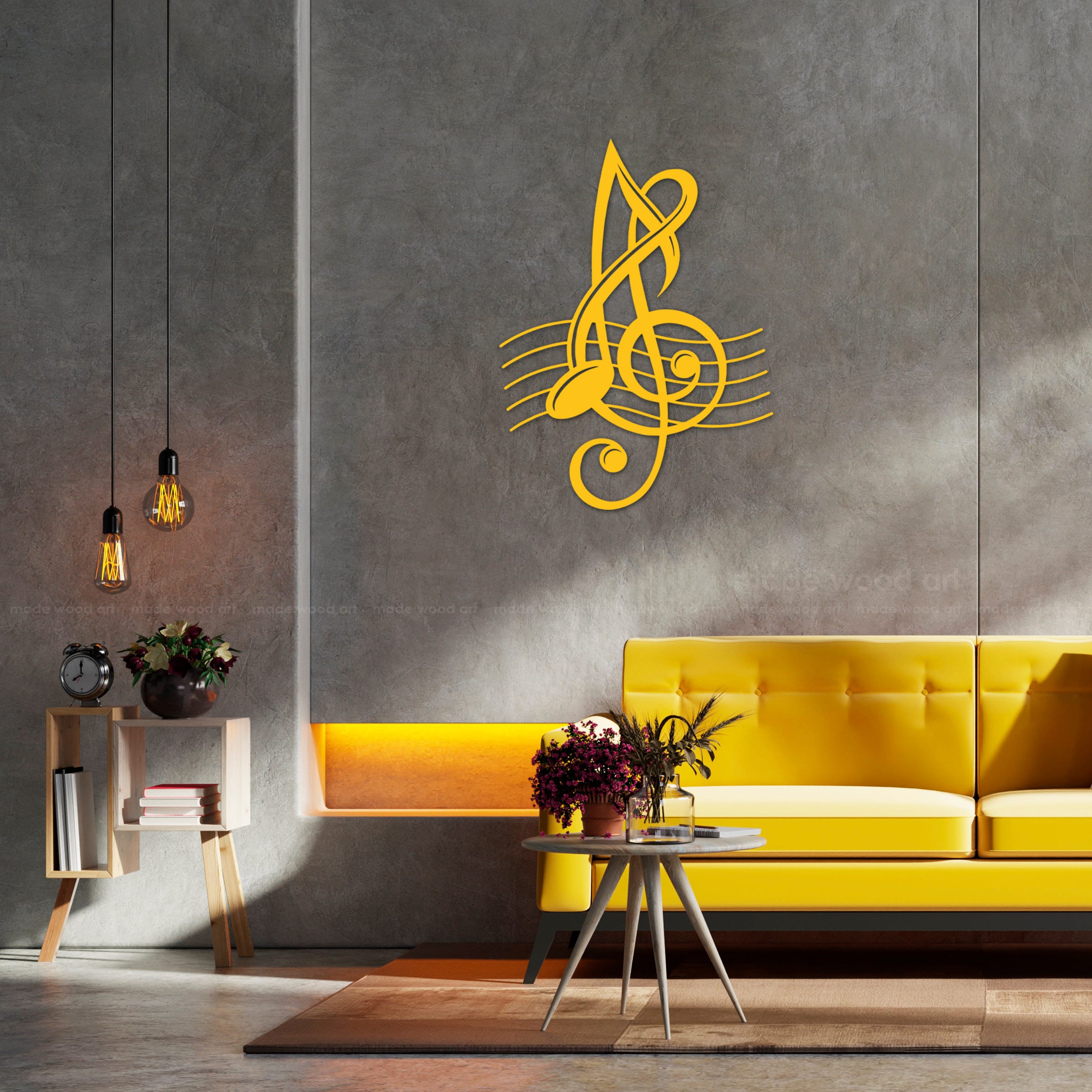 Music Wood Wall Decor, Sheet Music Art, Music Notes Sign, Treble Clef ...