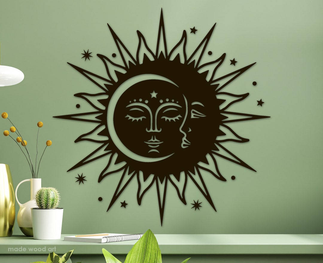 Sun & Moon Wood Wall Decor Wood Wall Art Housewarming Gift - Etsy