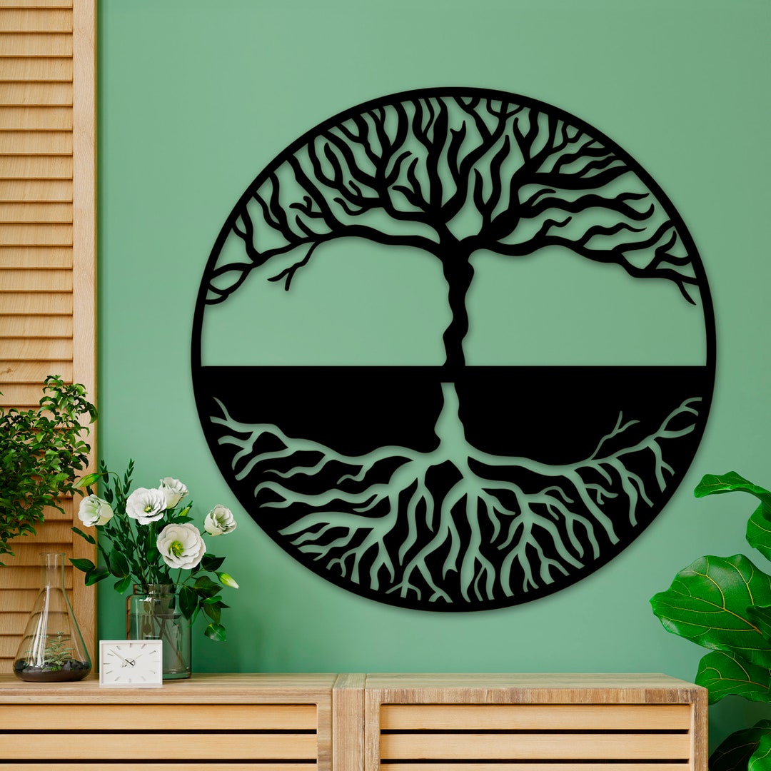 Tree of Life Wall Art, Wood Wall Decor, Round Wall Hanging, Family Tree ...